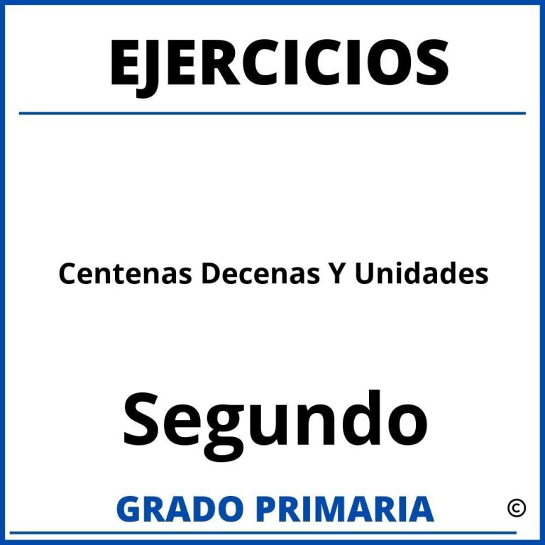 Ejercicios De Centenas Decenas Y Unidades Para Primer Grado