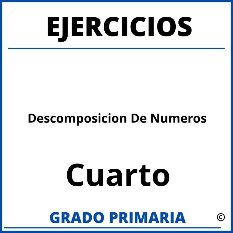 Ejercicios De Composicion Y Descomposicion De Numeros Para Tercer Grado
