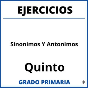 Ejercicios De Sinonimos Y Antonimos Para Primer Grado