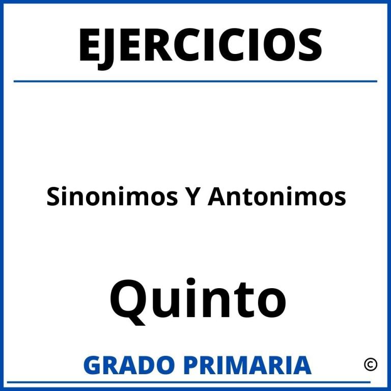 Ejercicios De Antonimos Para Tercer Grado